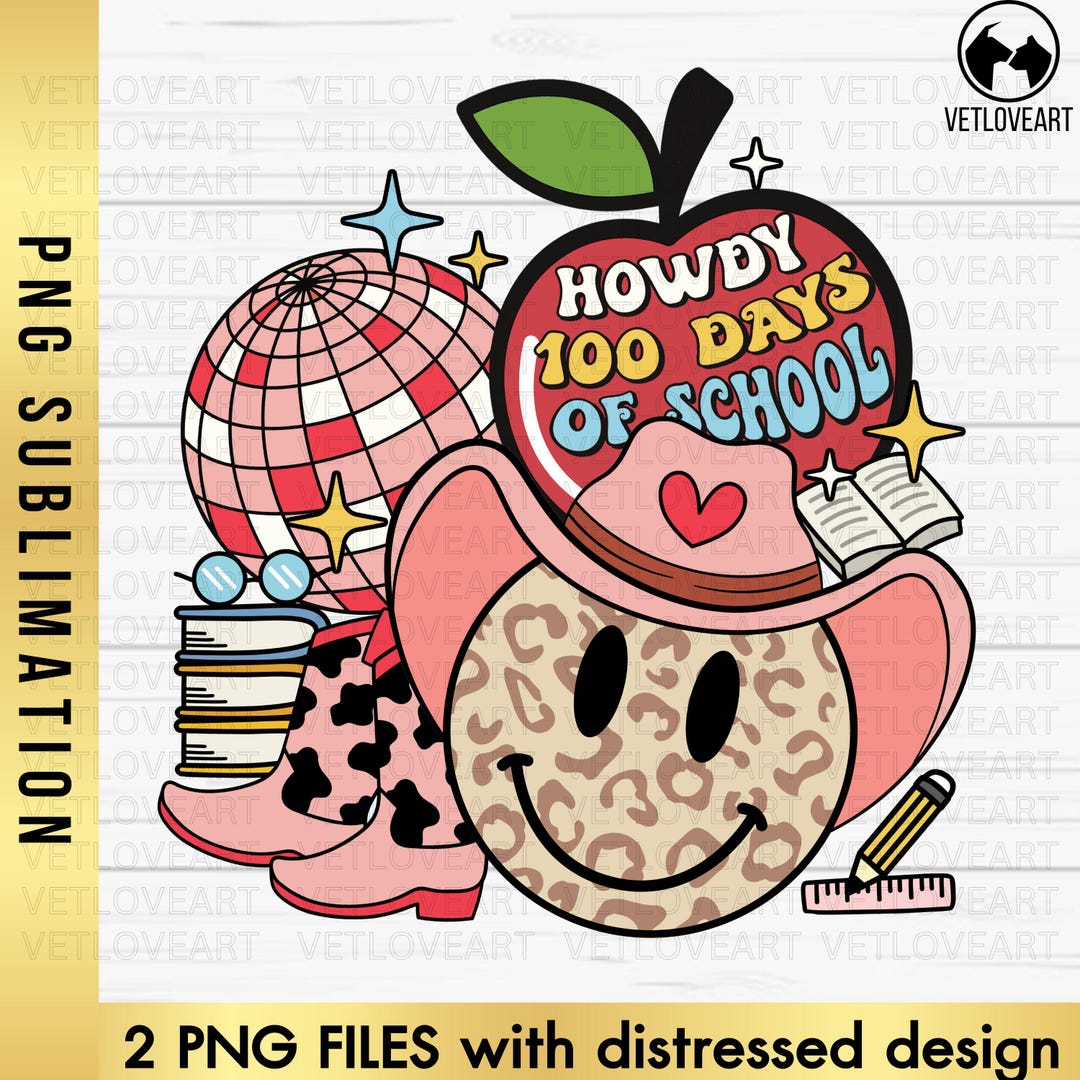 Howdy 100 Days of School PNG, 100 Days of School Rodeo Western Cowgirl Design (digital Download ...