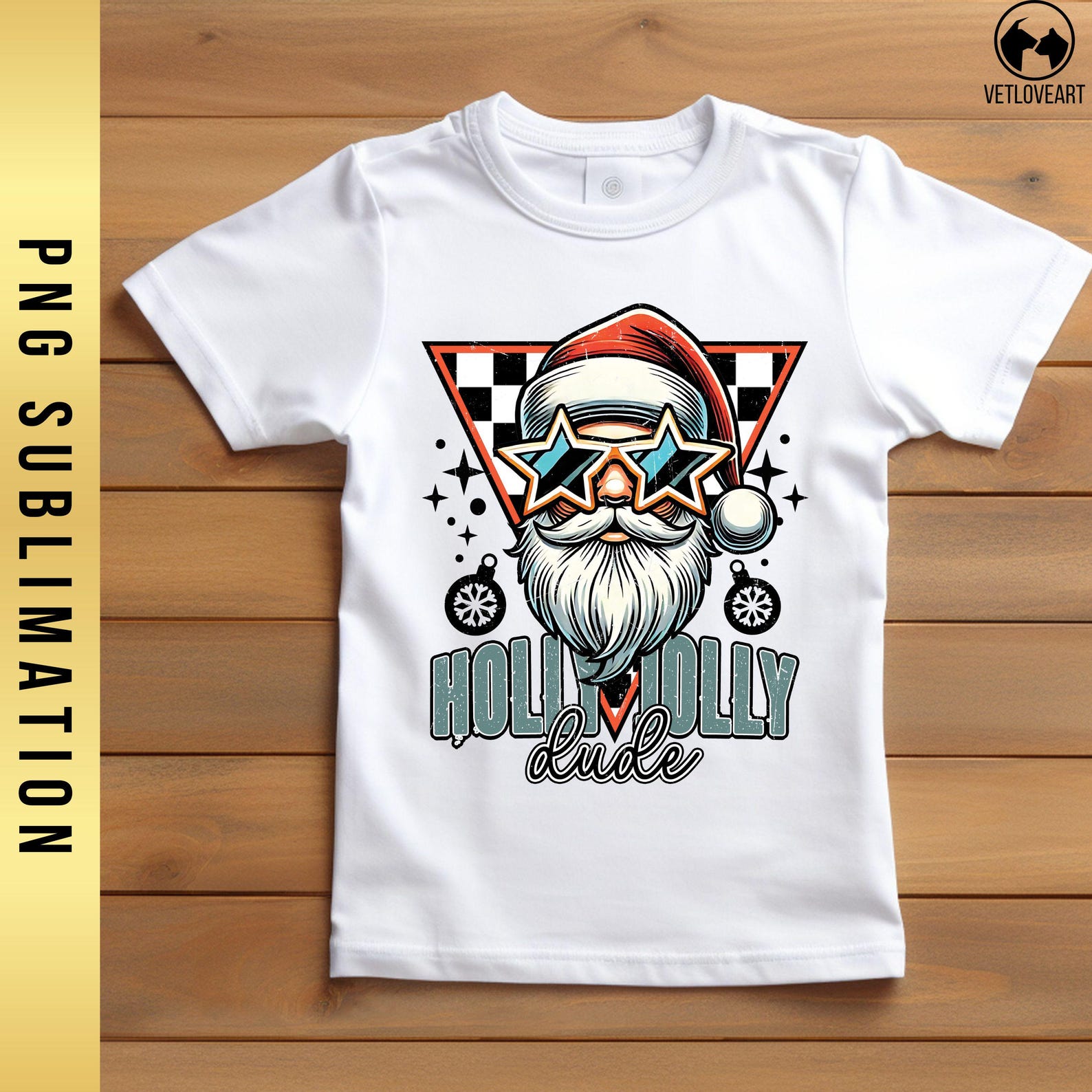 Retro Santa Dude PNG, Holly Jolly Christmas Checkered Design (digital ...