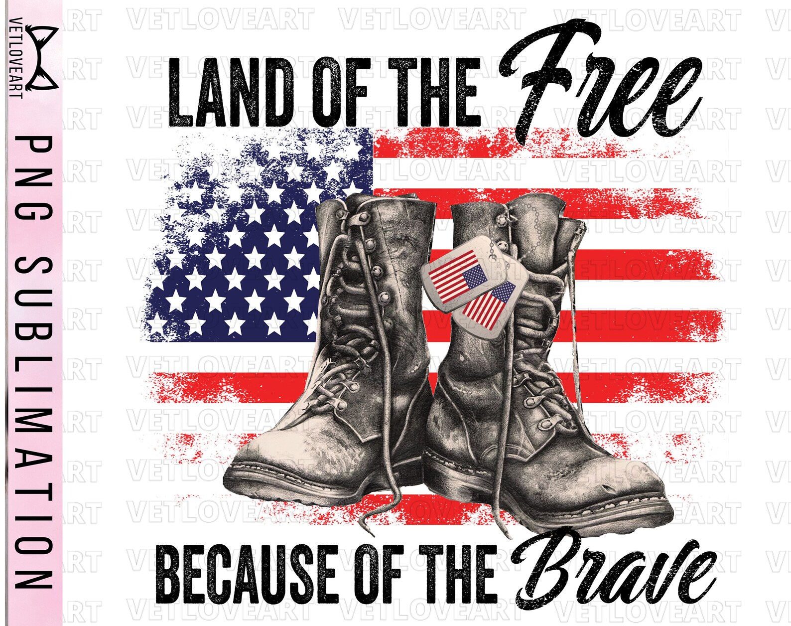 Land of the Free Because of the Brave Png4th of July - Etsy
