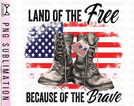Land of the Free Because of the Brave Png4th of July - Etsy