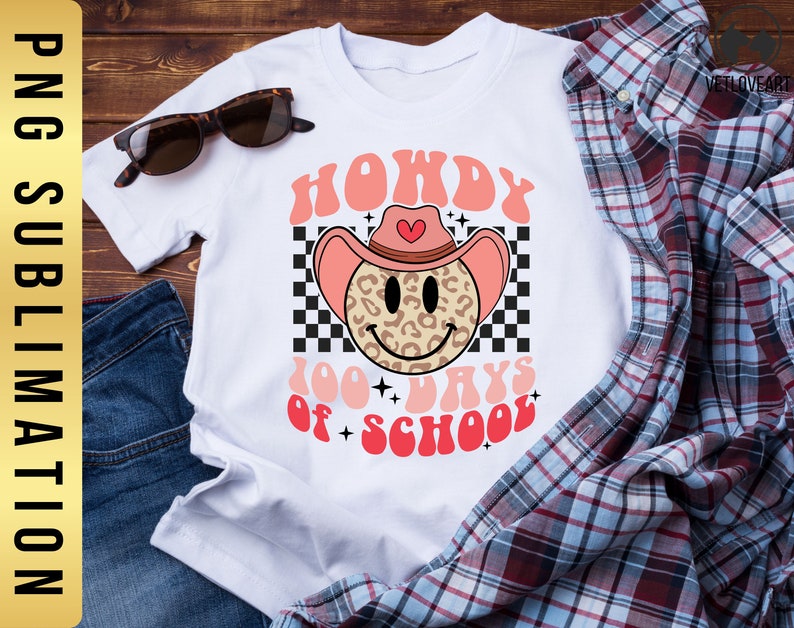 Howdy 100 Days of School PNG: Retro Western Cowboy (digital Download ...