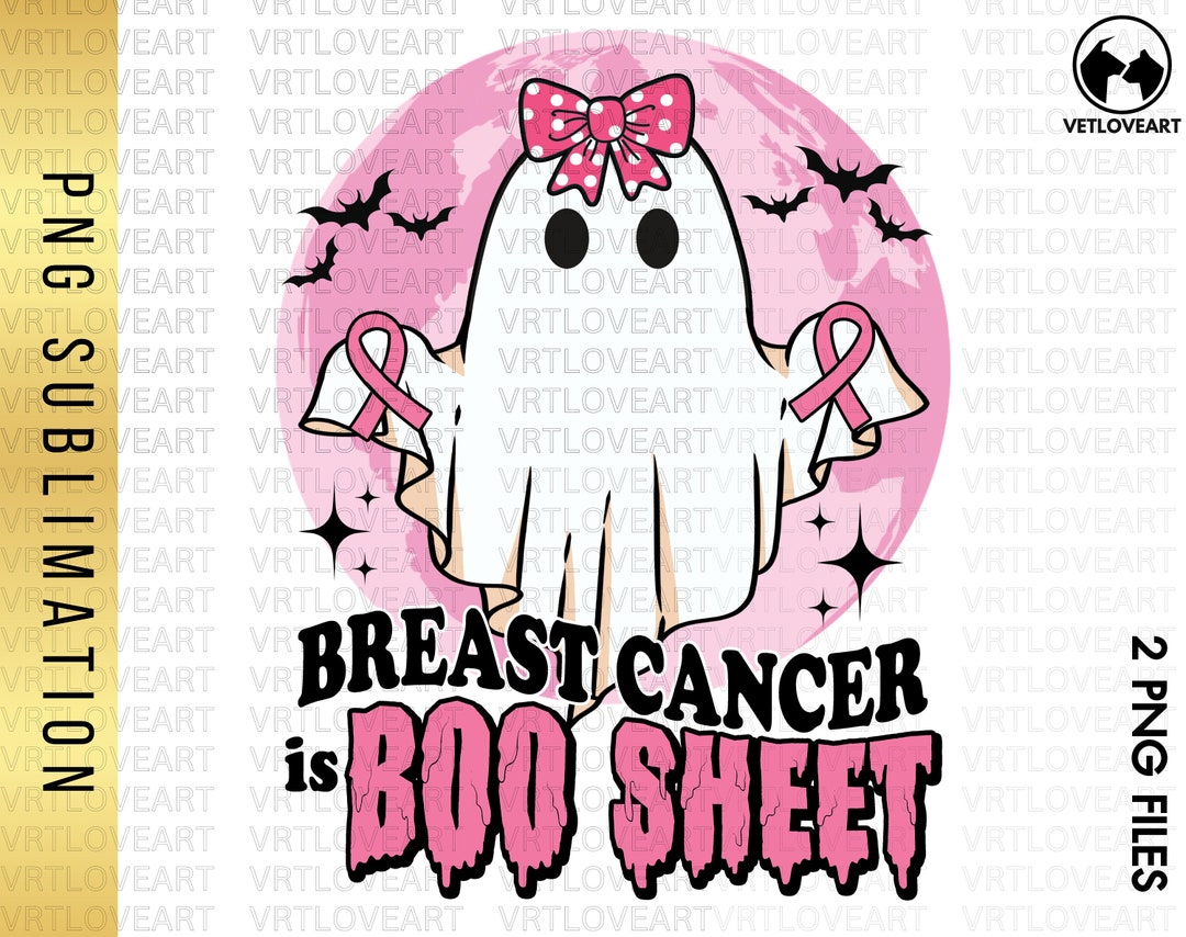 Retro Breast Cancer Awareness Ghost PNG, Halloween (digital Download ...