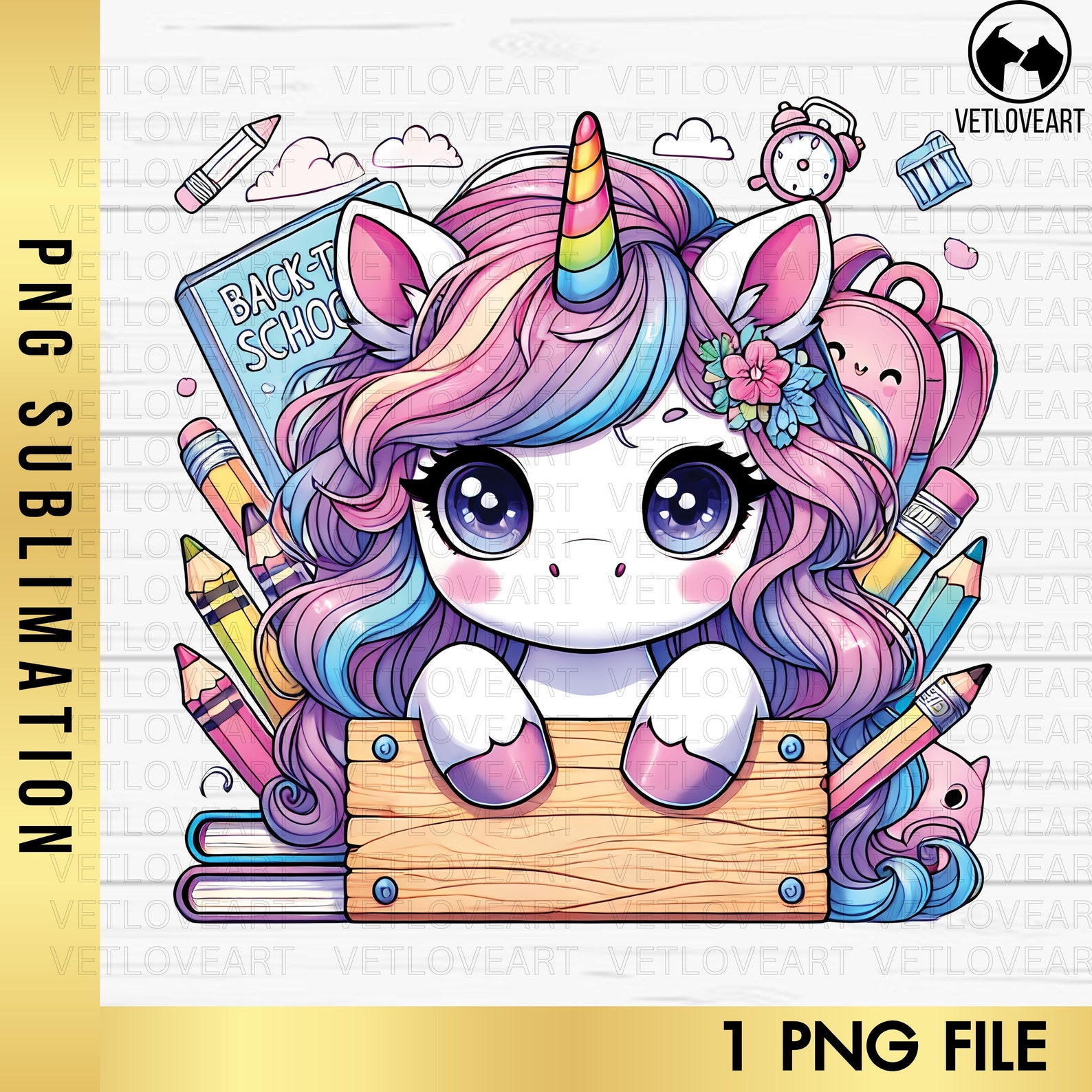 Back to School Unicorn PNG: Personalized Name, Girls Design (digital ...