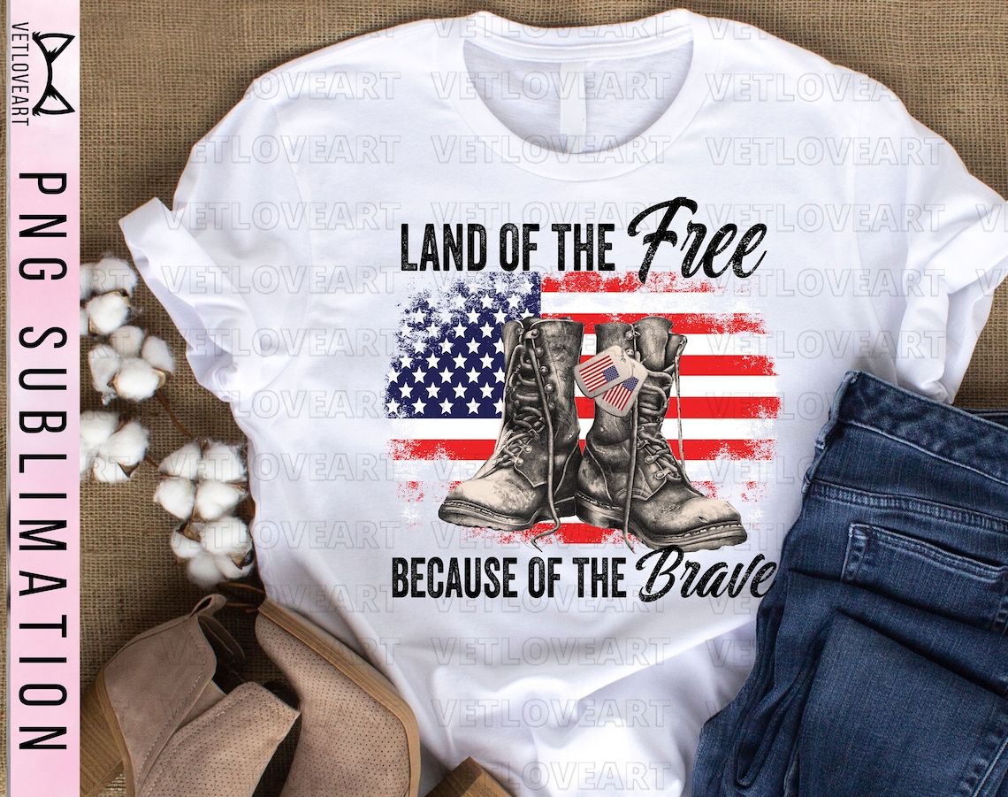Land of the Free Because of the Brave Png4th of July - Etsy