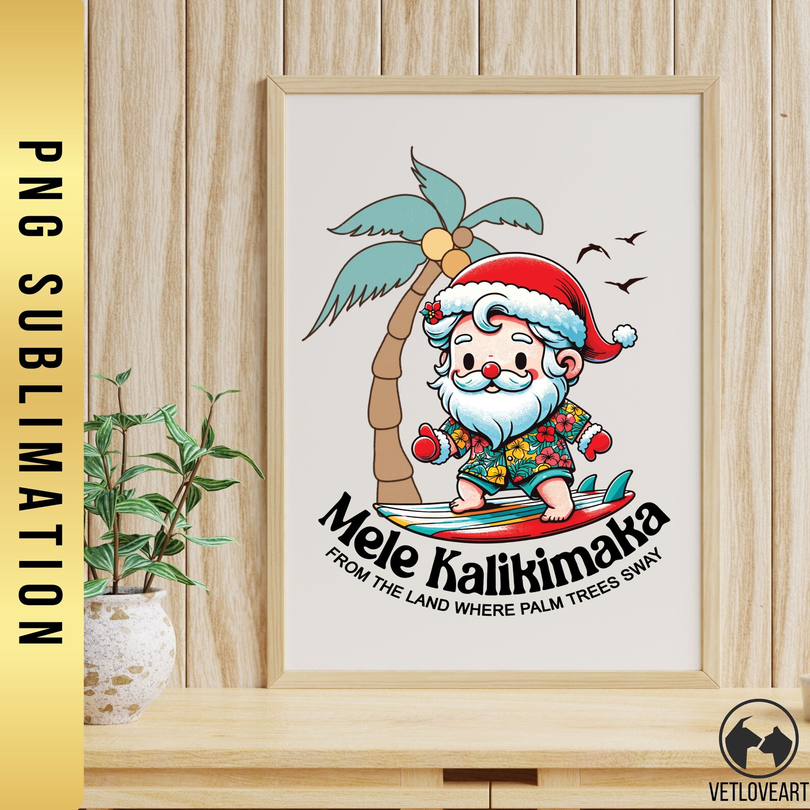Mele Kalikimaka PNG: Hawaiian Santa Christmas Sublimation (digital ...