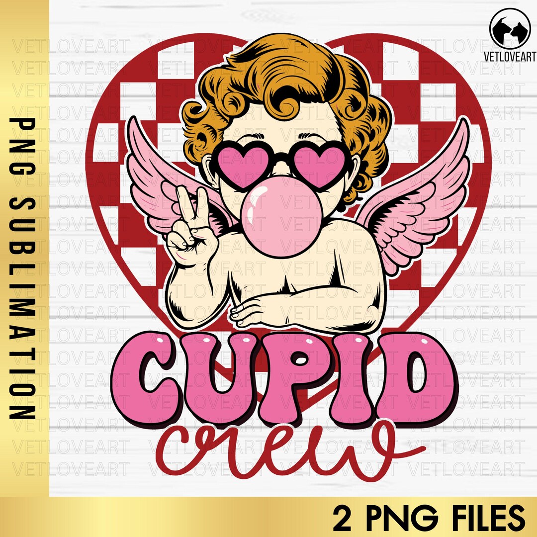 Cupid Crew Png,girl Valentine Png,cupid Valentine Shirt,retro Valentine ...