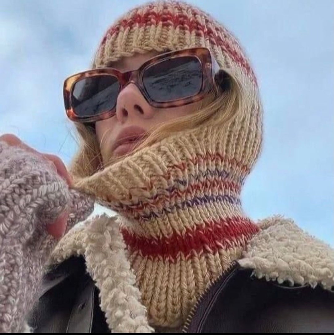 Balaclava Knit Hat,knit Beanie,knitted Balaclava Women Hat, Face Mask ...