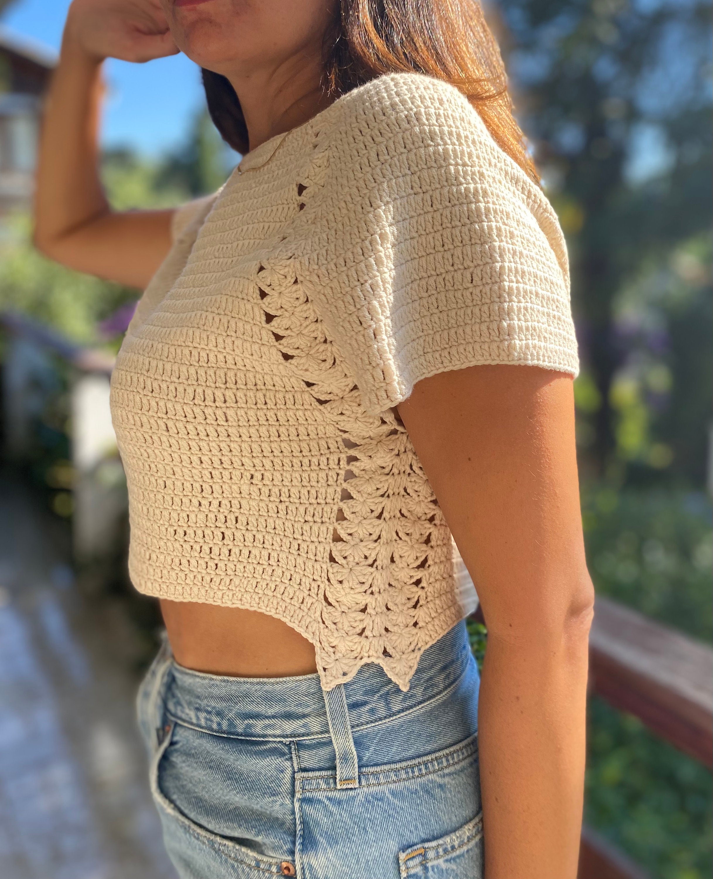 Natural Color Crochet Crop Top Handmade Crop Topboho Crop - Etsy