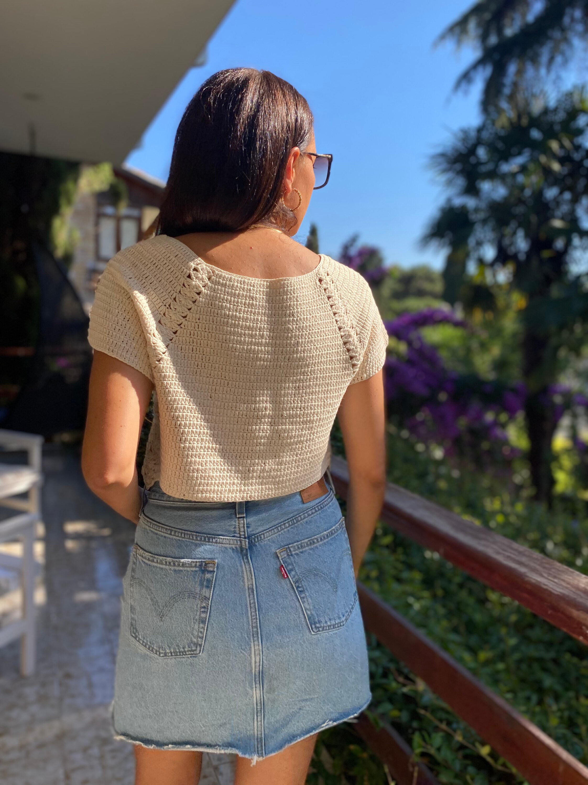 Natural Color Crochet Crop Top Handmade Crop Topboho Crop - Etsy