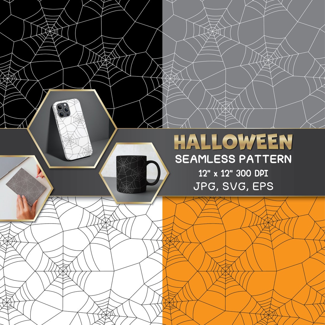 Halloween SVG, Spider Webs Seamless Pattern, Halloween Seamless Pattern ...