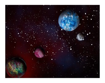 Galaxy Space Spray Paint Art / Galaxy Art / Planets and Stars/ - Etsy