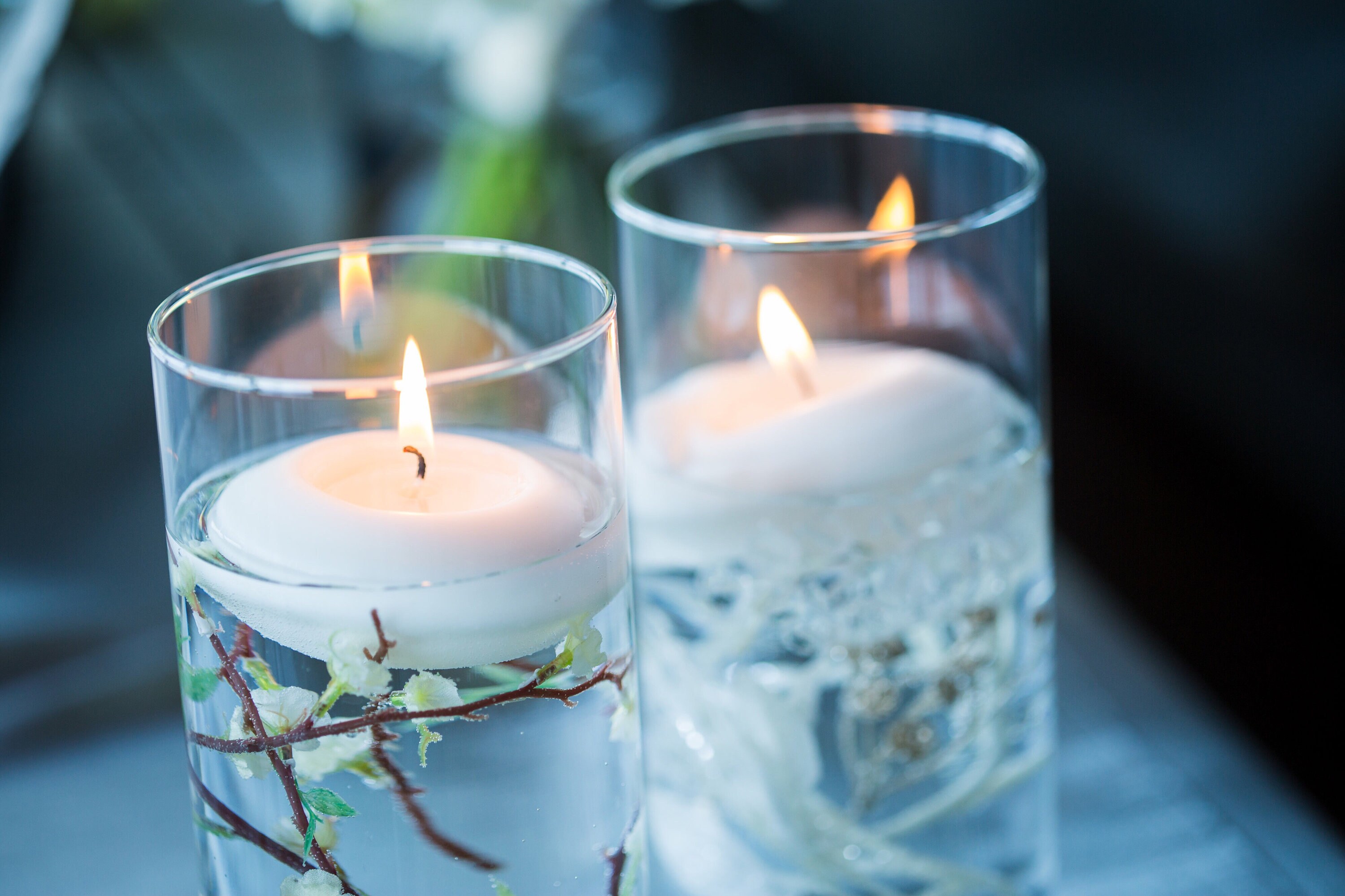 Beautiful Candles In Water
