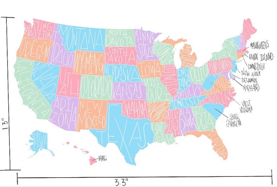 United States Map With Words Poster Map United Image & Photo (Free