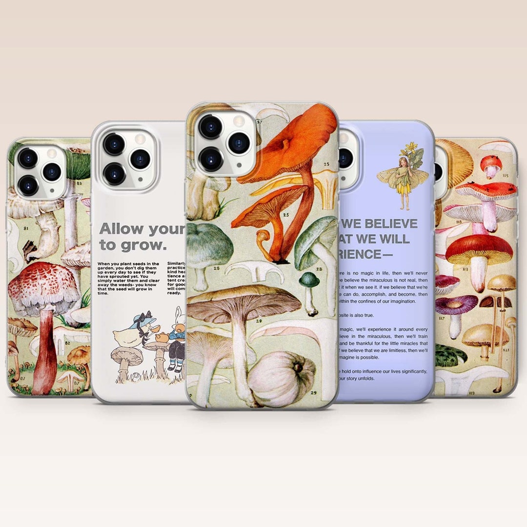 Fungi Phone Case, Forest Nature Art Cover for iPhone 16 15 14 13 12 11 ...