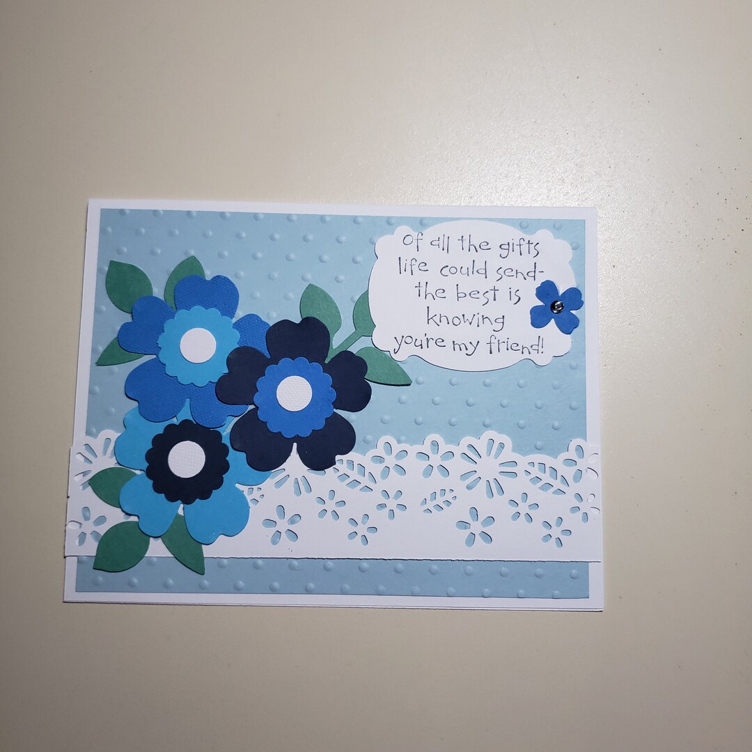 Stampin Up Blue Flowers & Lace friend Card - Etsy