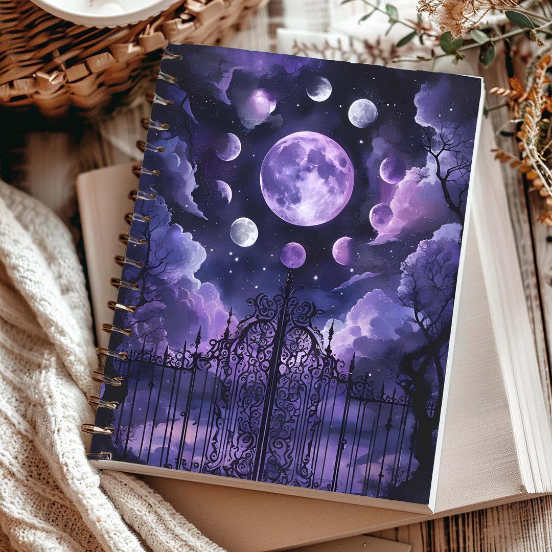 Violet Moon Phases Journal, Grimoire Journal, Witch Journal, Witchy ...