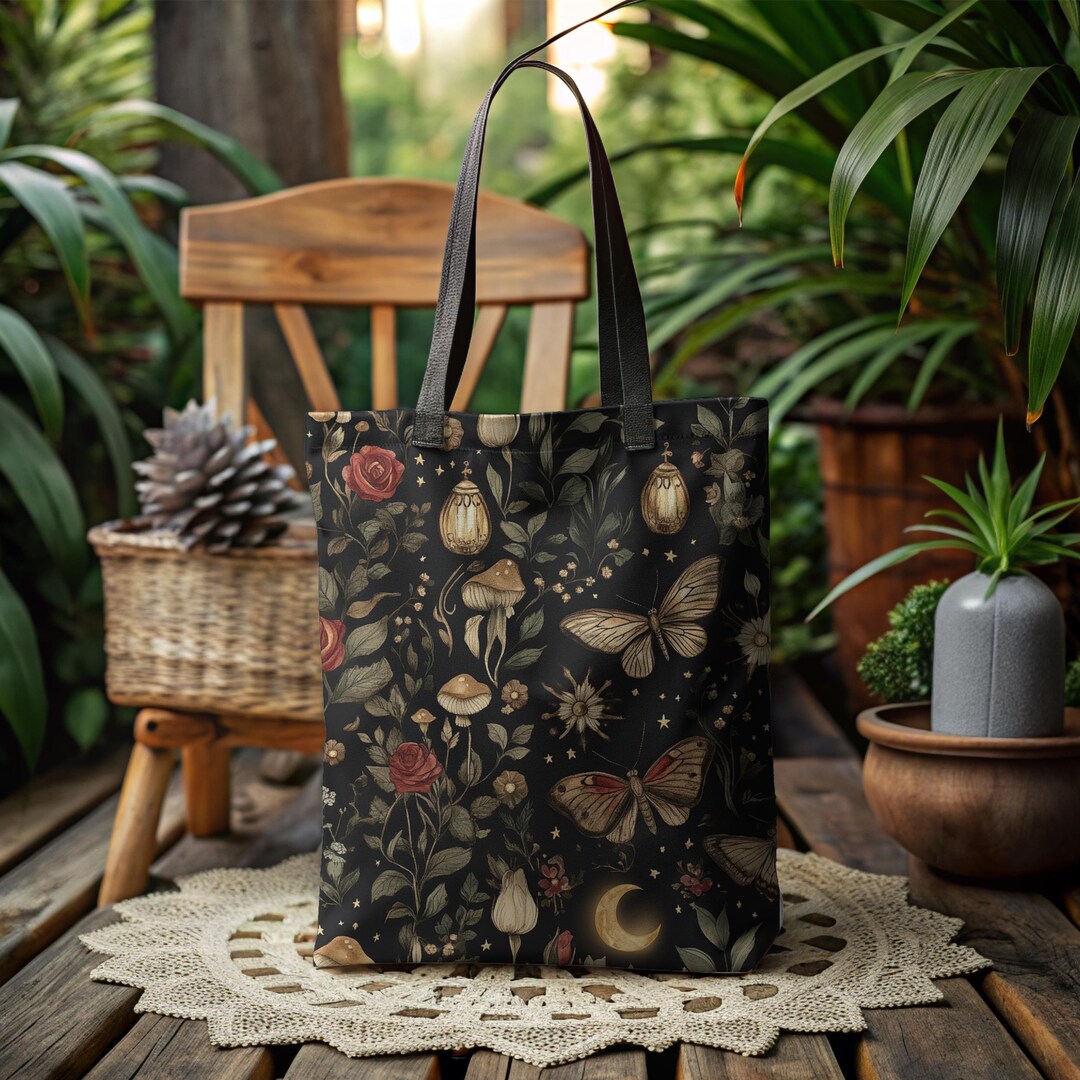 Dark Cottagecore Tote Bag, Dark Academia Tote, Witchy Tote, Gothic Tote ...