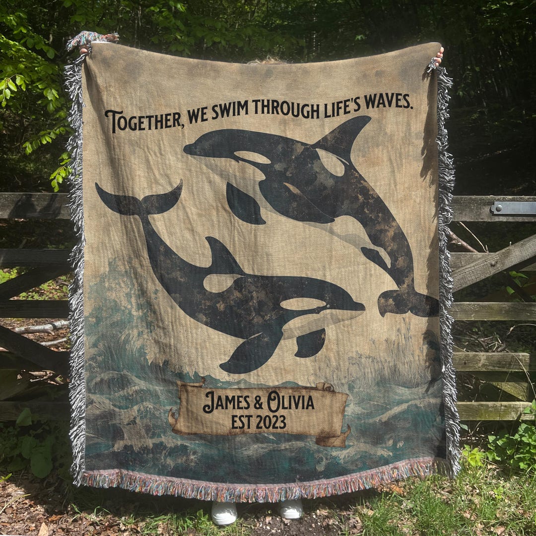 Custom Orca Woven Blanket, Couples Tapestry, Killer Whale Gift ...