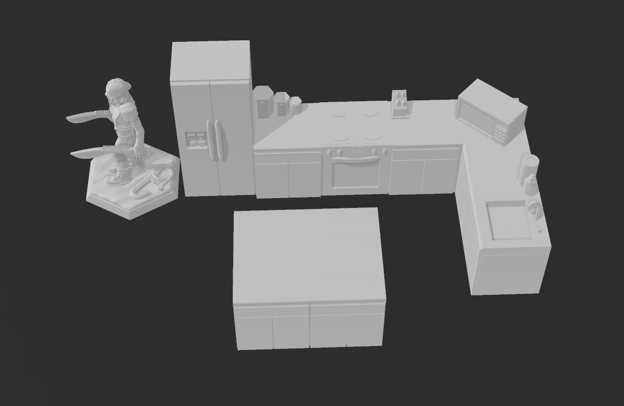 Digital RPG Modern Kitchen Set Tabletop Game Miniature Modern Furniture ...