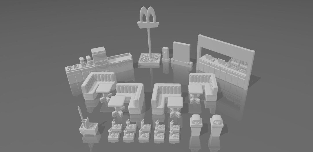 RPG Fast Food Restaurant Set: 26pc Tabletop Terrain, DND Miniature - Etsy