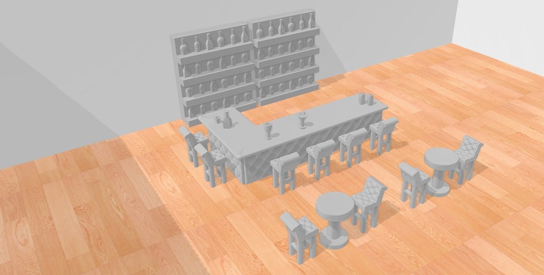 Digital RPG Bar Set: Tabletop Miniature Furniture (4pc) (3D Printing ...