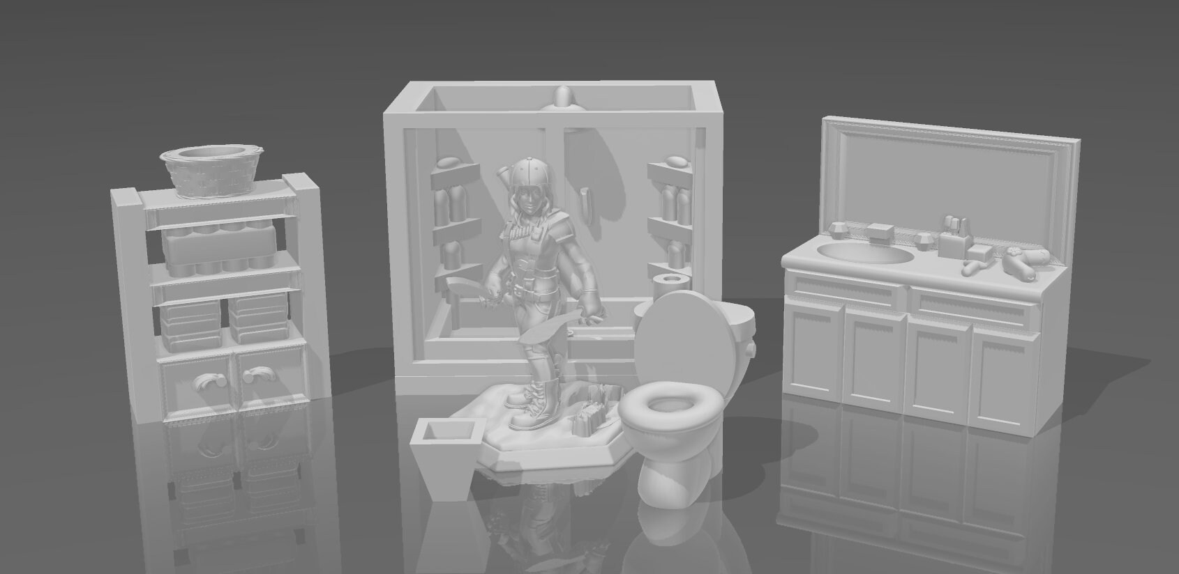 Digital RPG Bathroom Set 2 File for 3D Printing | Tabletop Game Role ...