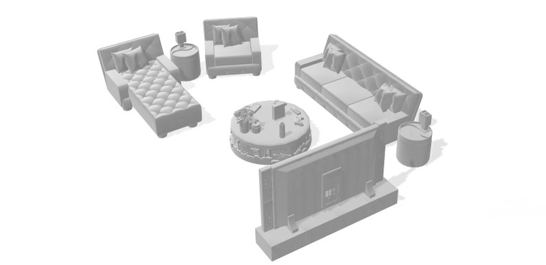 RPG Modern Living Room Set: D&D Tabletop Furniture (digital Download ...