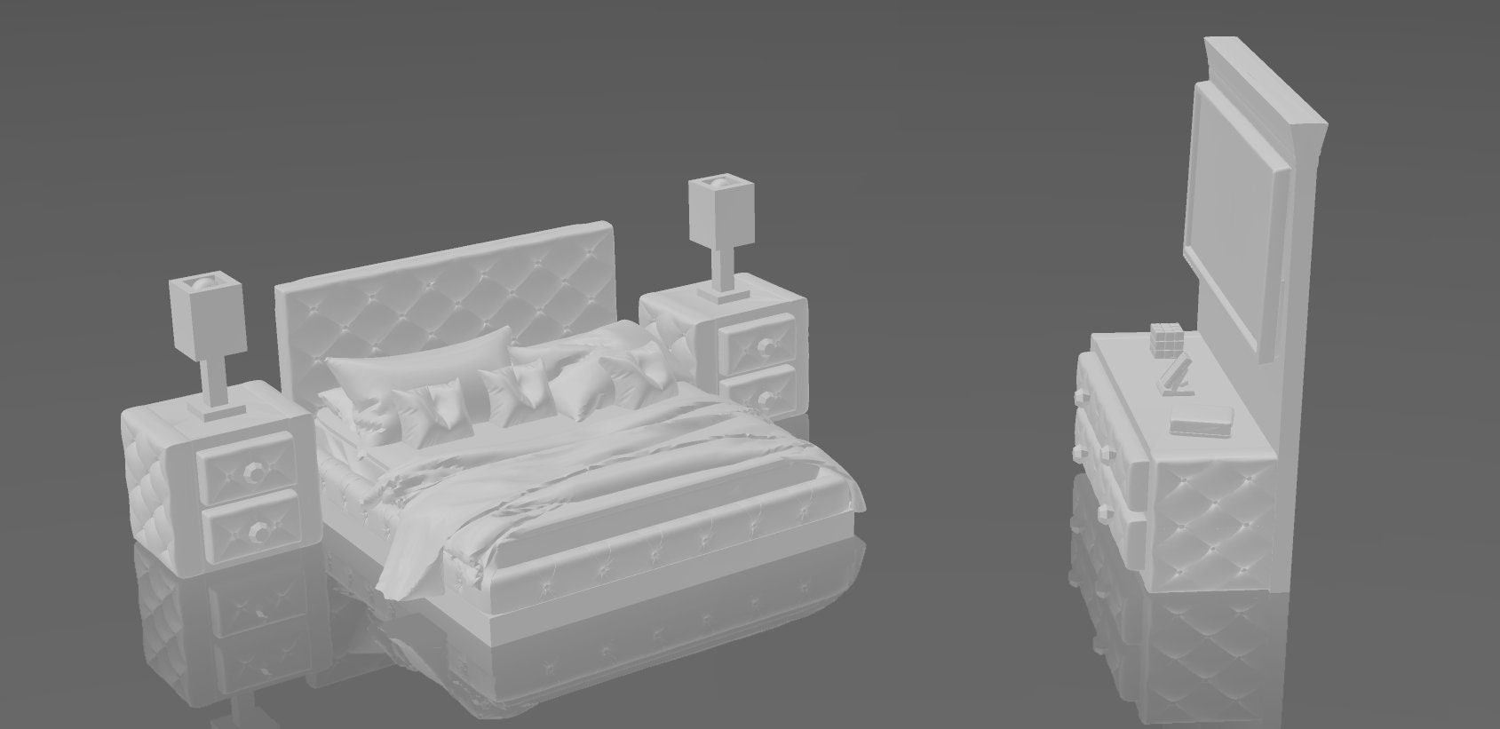 Digital RPG 4PC. Fancy Bedroom Set | Tabletop Game Modern Furniture Bed ...