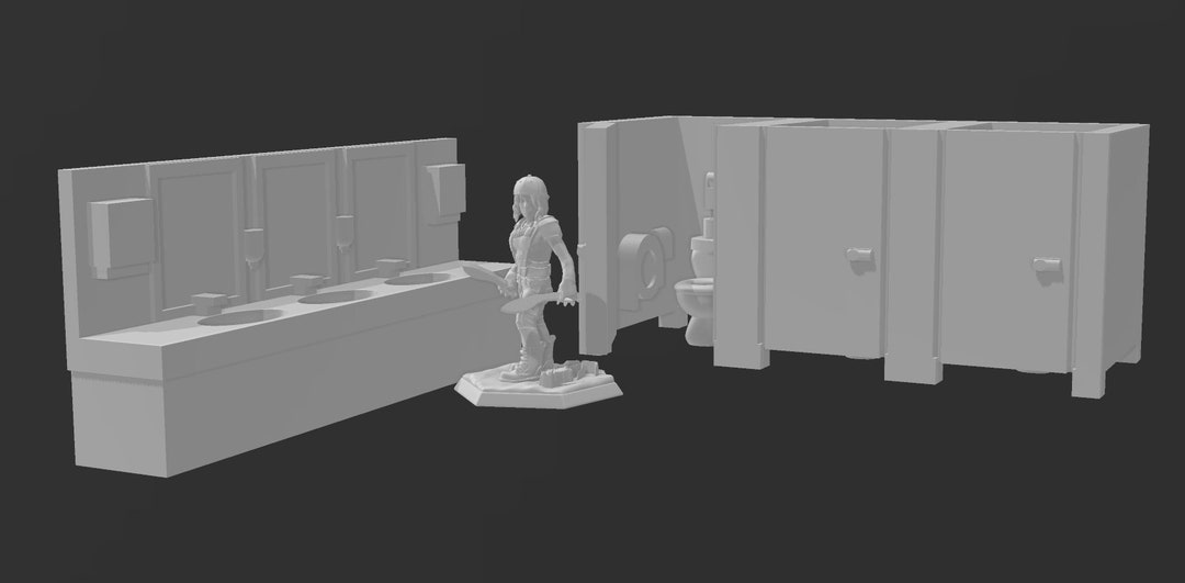 Digital RPG Public Bathroom Set| Tabletop Game Restroom Miniature Mini ...