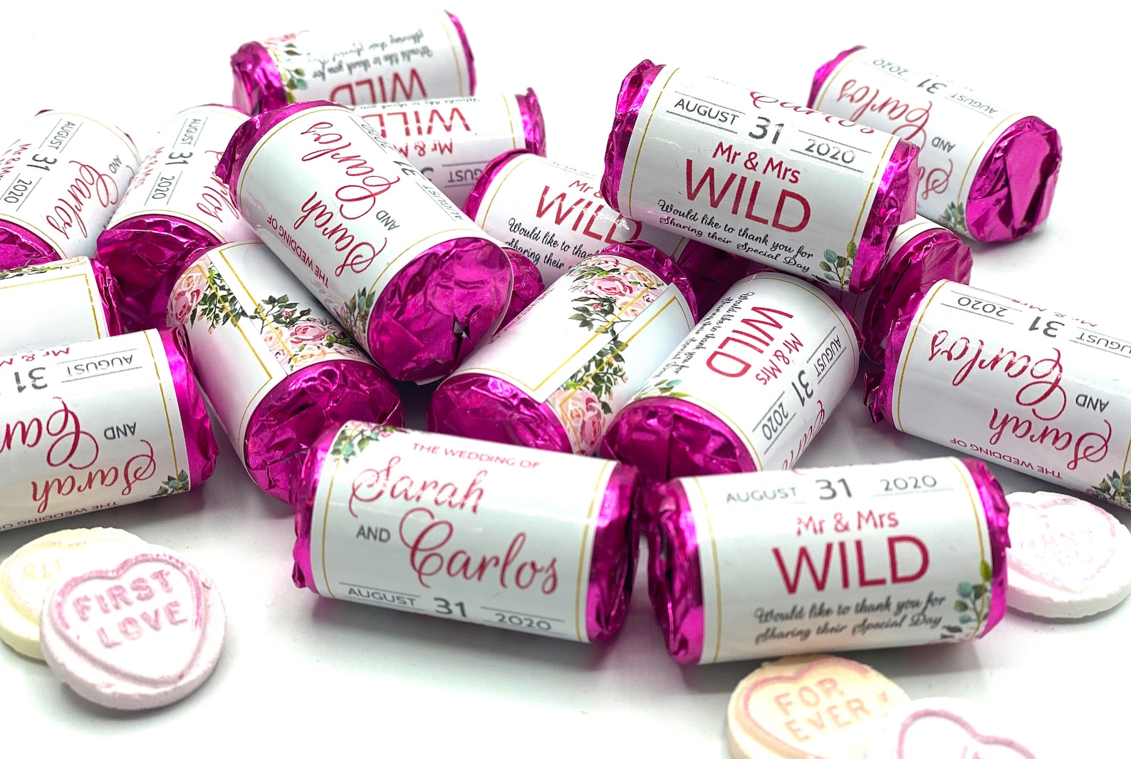 Personalised Mini Love Hearts Wedding Favours Just Married for - Etsy UK