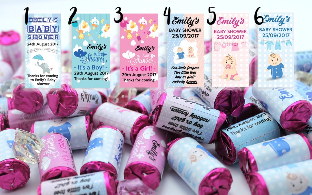 Personalised Baby Shower Newborn Mini Love Heart Sweets for Baby Girl ...