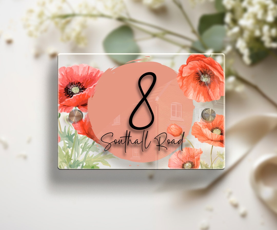 Poppy Bespoke Modern Contemporary House Sign Plaque Door Number ...