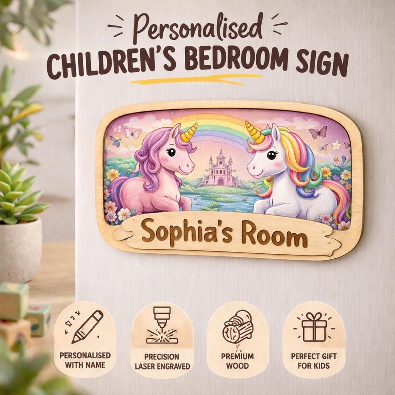 Personalised Dinosaur Name Sign | Kids Bedroom Door Plaque | Engraved ...