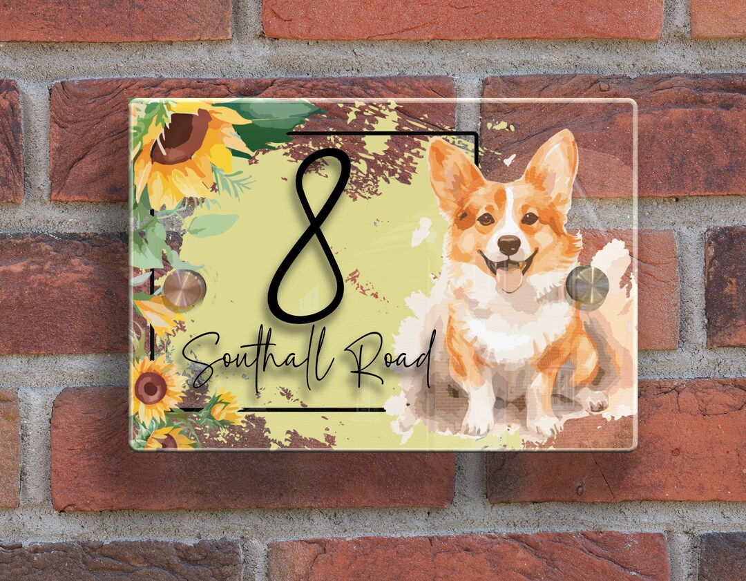 Corgi Bespoke Modern Contemporary House Sign Plaque Door Number ...