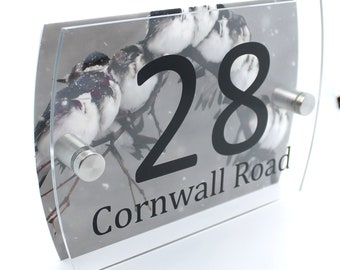 Modern House Number Property Sign Name and Number Street Wall | Etsy