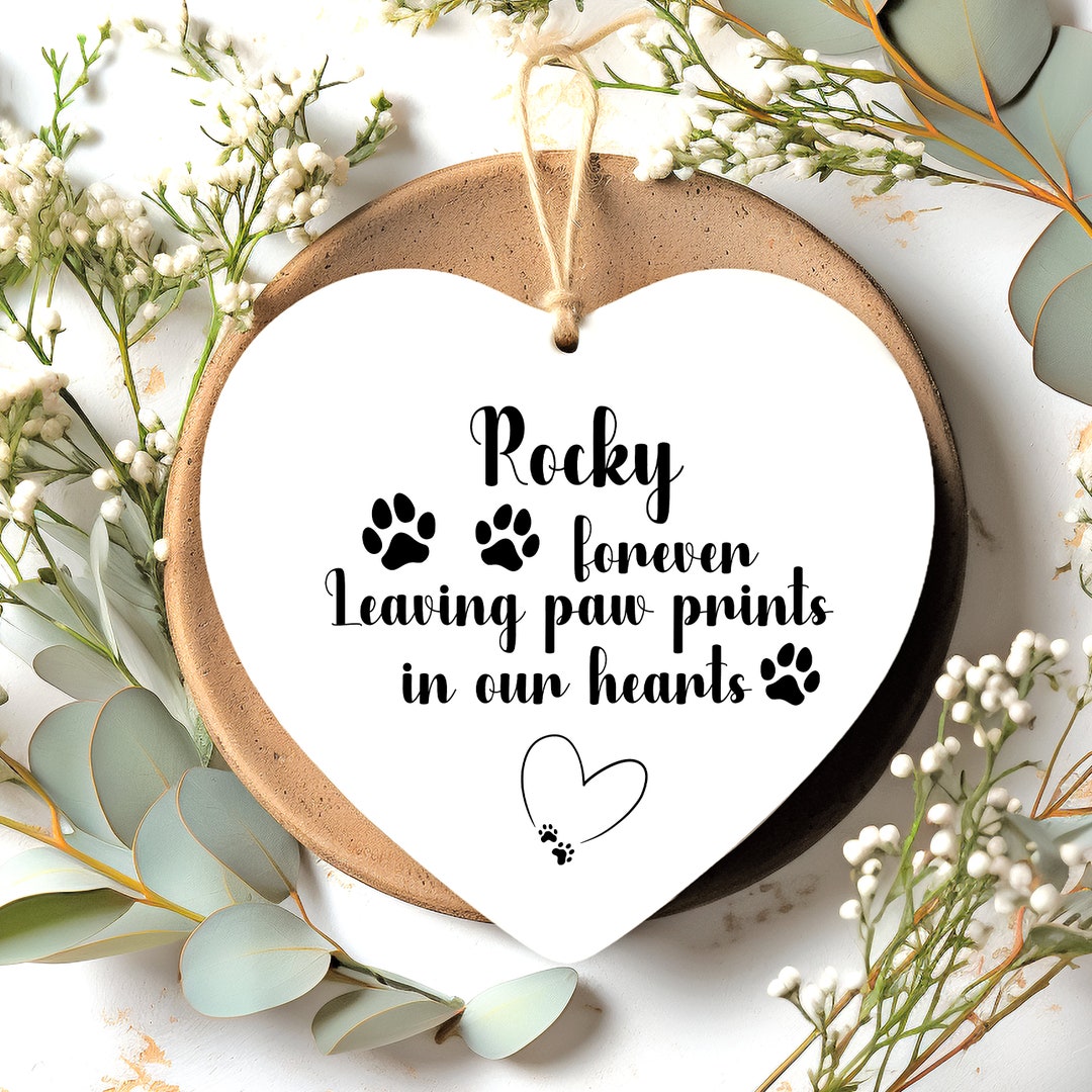 Paw Print on Our Heart | Personalised Pet Memorial Gift | Paw Print ...