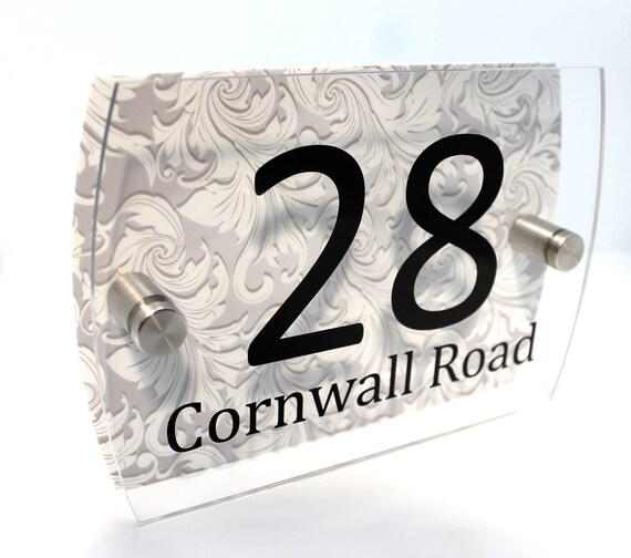 Modern House Number Property Sign Name and Number Street Wall | Etsy