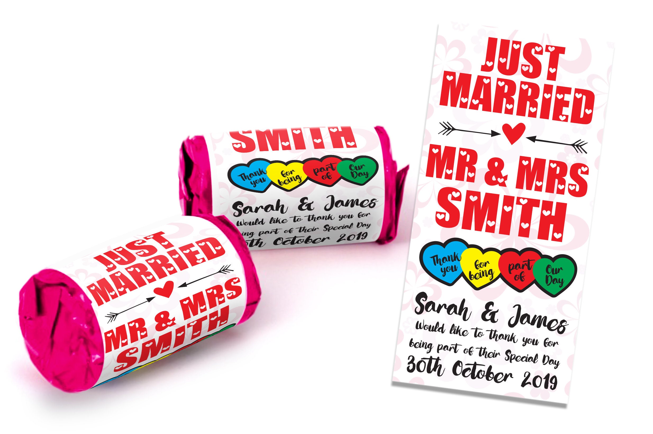 Personalised Mini Love Hearts Wedding Favours Just Married for - Etsy UK