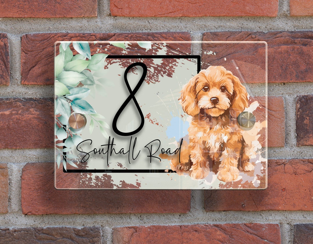 Cockapoo Bespoke Modern Contemporary House Sign Plaque Door Number ...