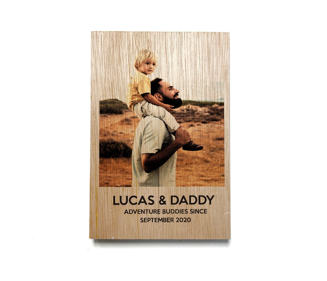 Wooden Photo Block Gift for Dad Fathers Birthday Day Daddy Adventure ...