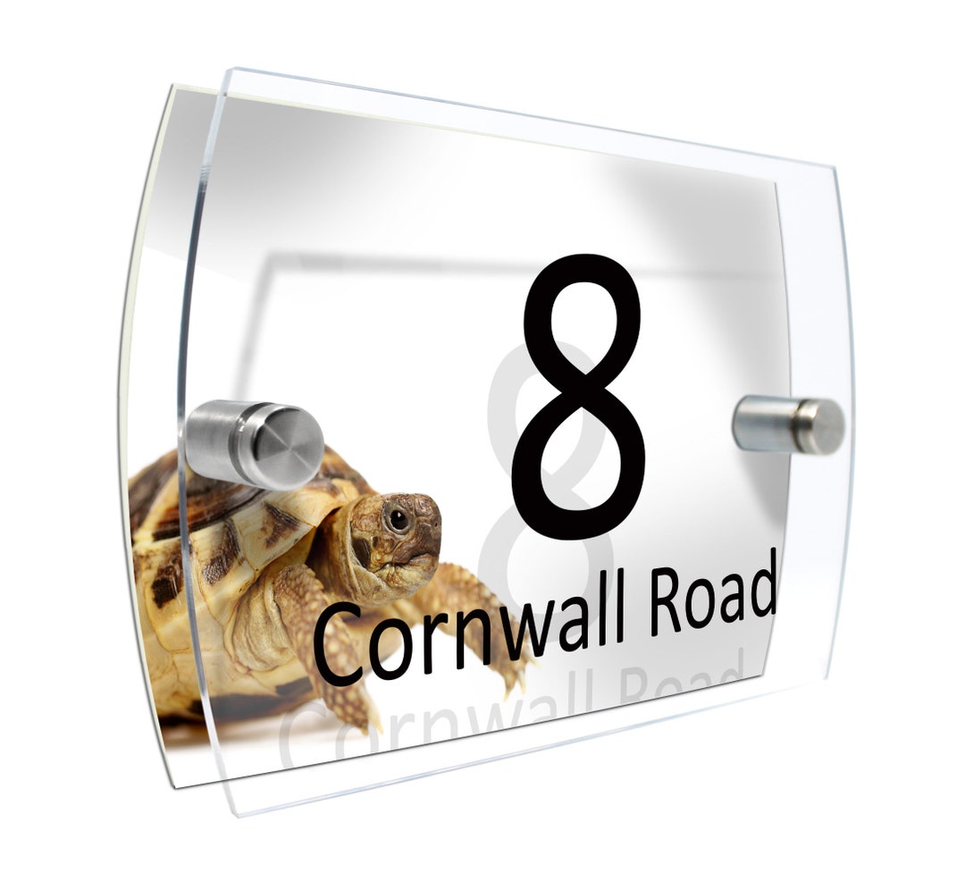 Tortoise Modern House Number Property Sign Name and Number Street Wall ...