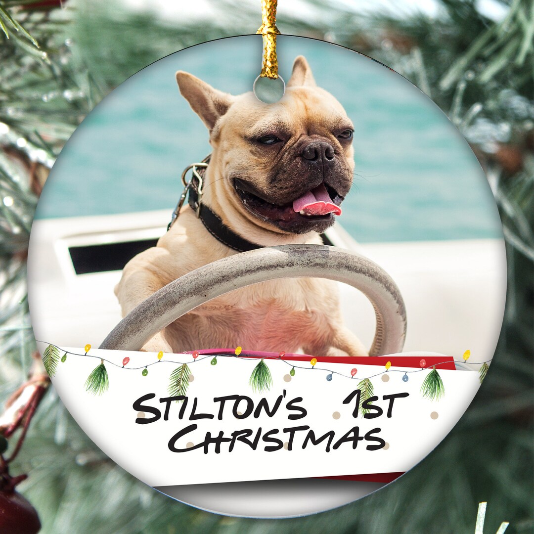 Personalised ANY Pet First Christmas Photo Message Bauble Tree ...