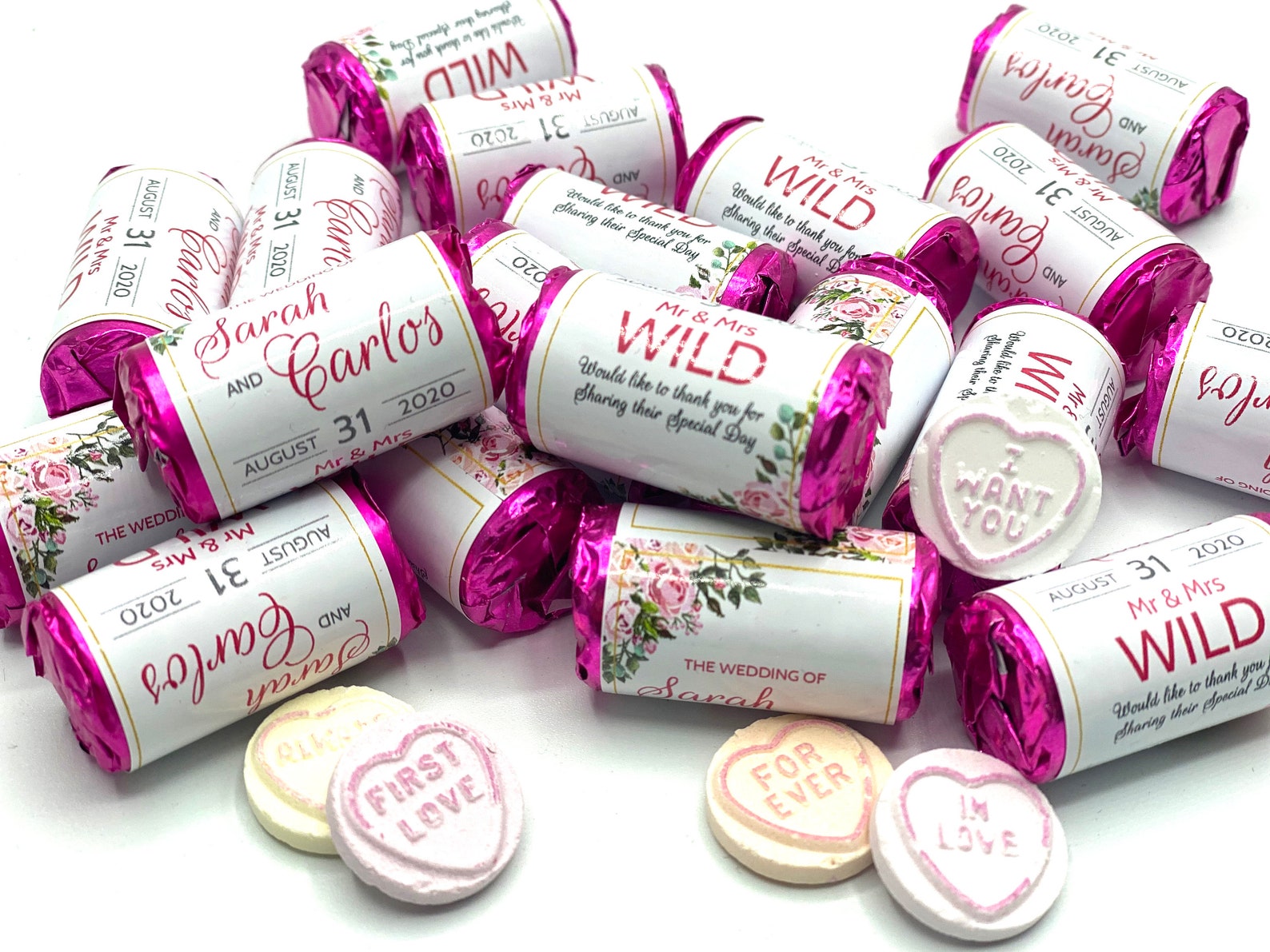 Personalised Mini Love Hearts Wedding Favours Just Married for - Etsy UK