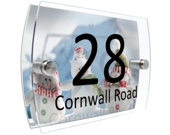 Modern House Number Property Sign Name and Number Street Wall | Etsy