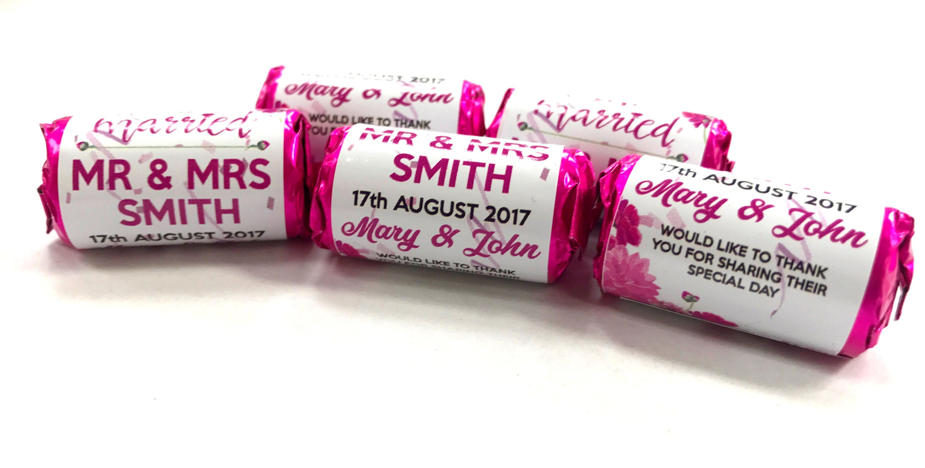 Personalised Mini Love Hearts Wedding Favours Just Married for Guests ...