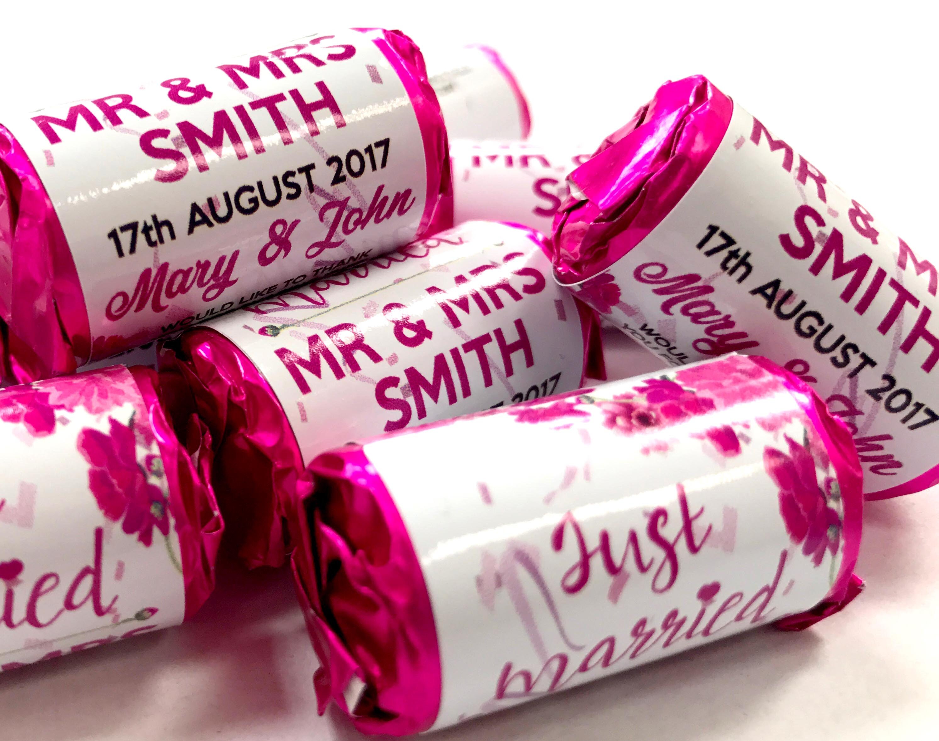 Personalised Mini Love Hearts Wedding Favours Just Married for Guests ...