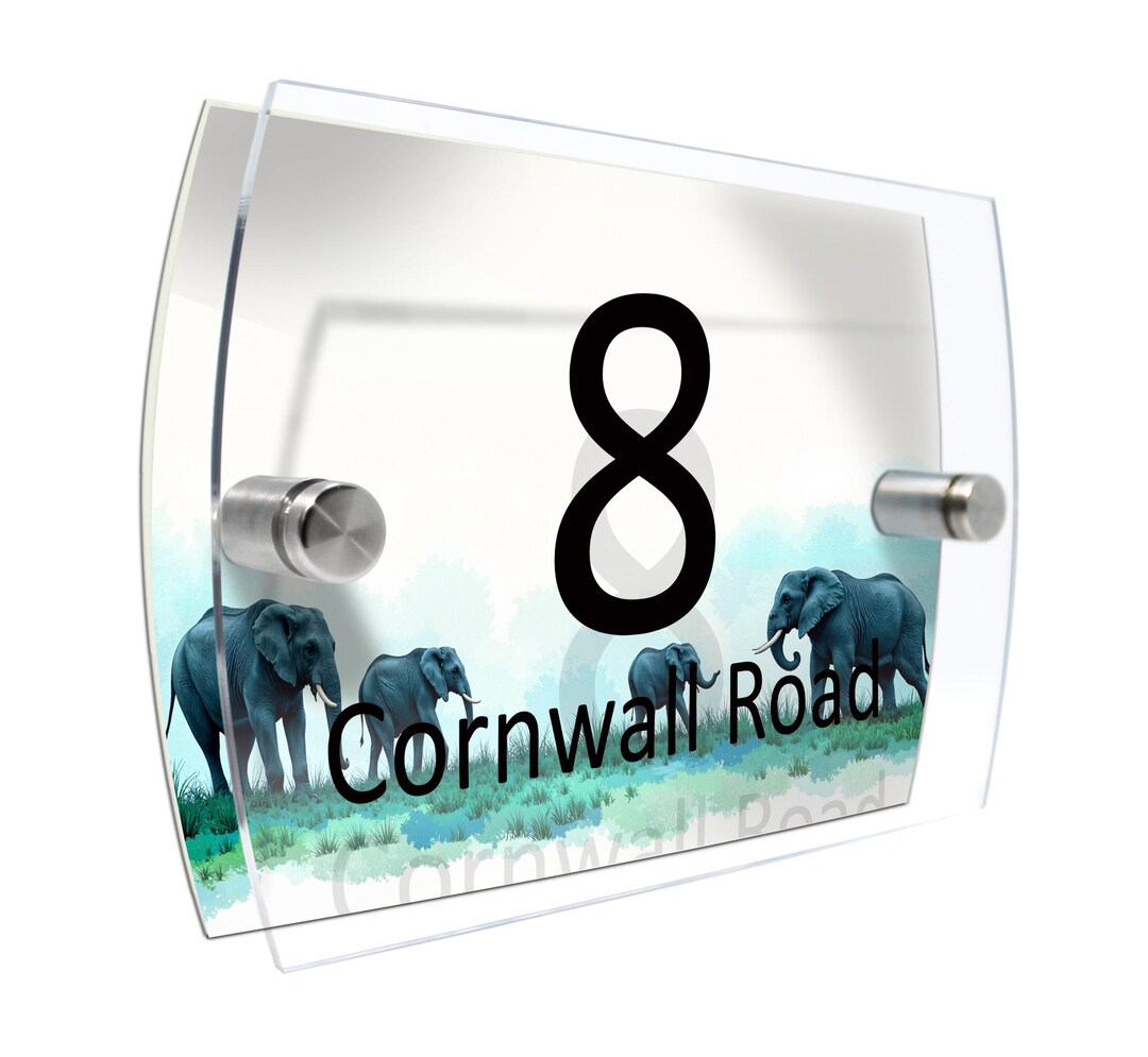 Safari Elephant Modern House Sign – Watercolor Background ...