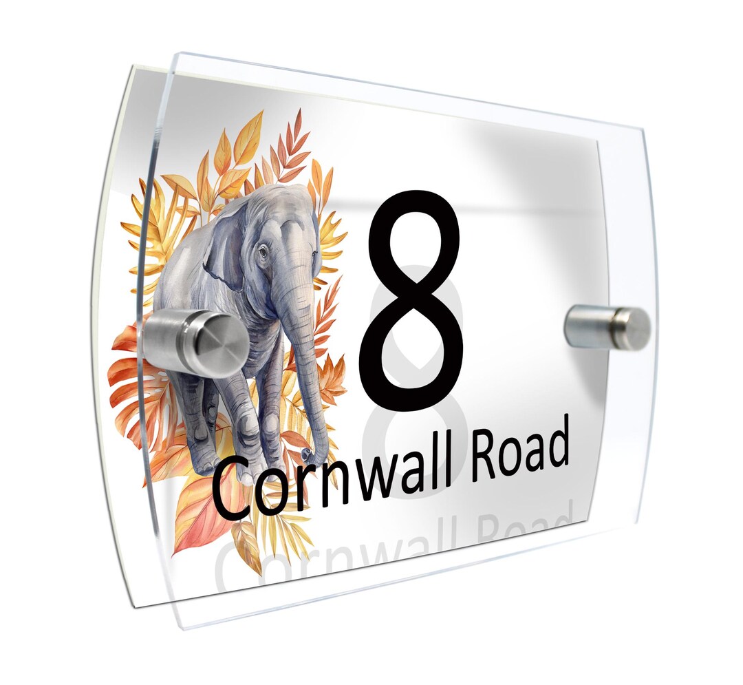 Safari Elephant Modern House Sign – Watercolor Background ...