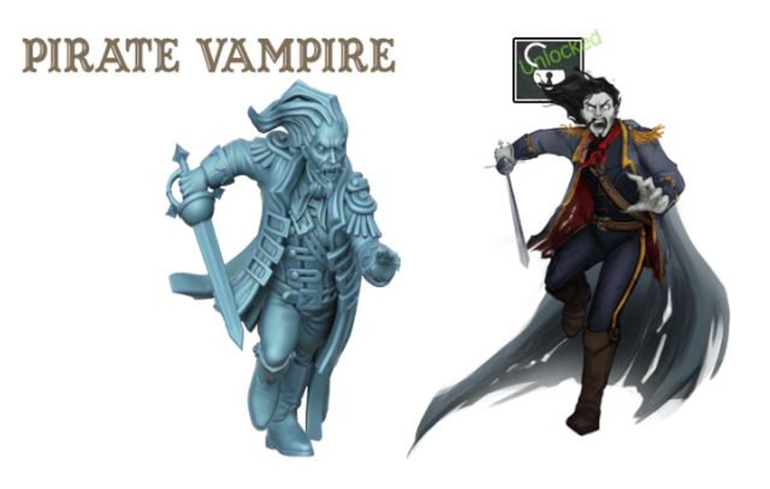 Vampire Pirate Miniature: Tabletop RPG, D&D, Wargaming - Etsy