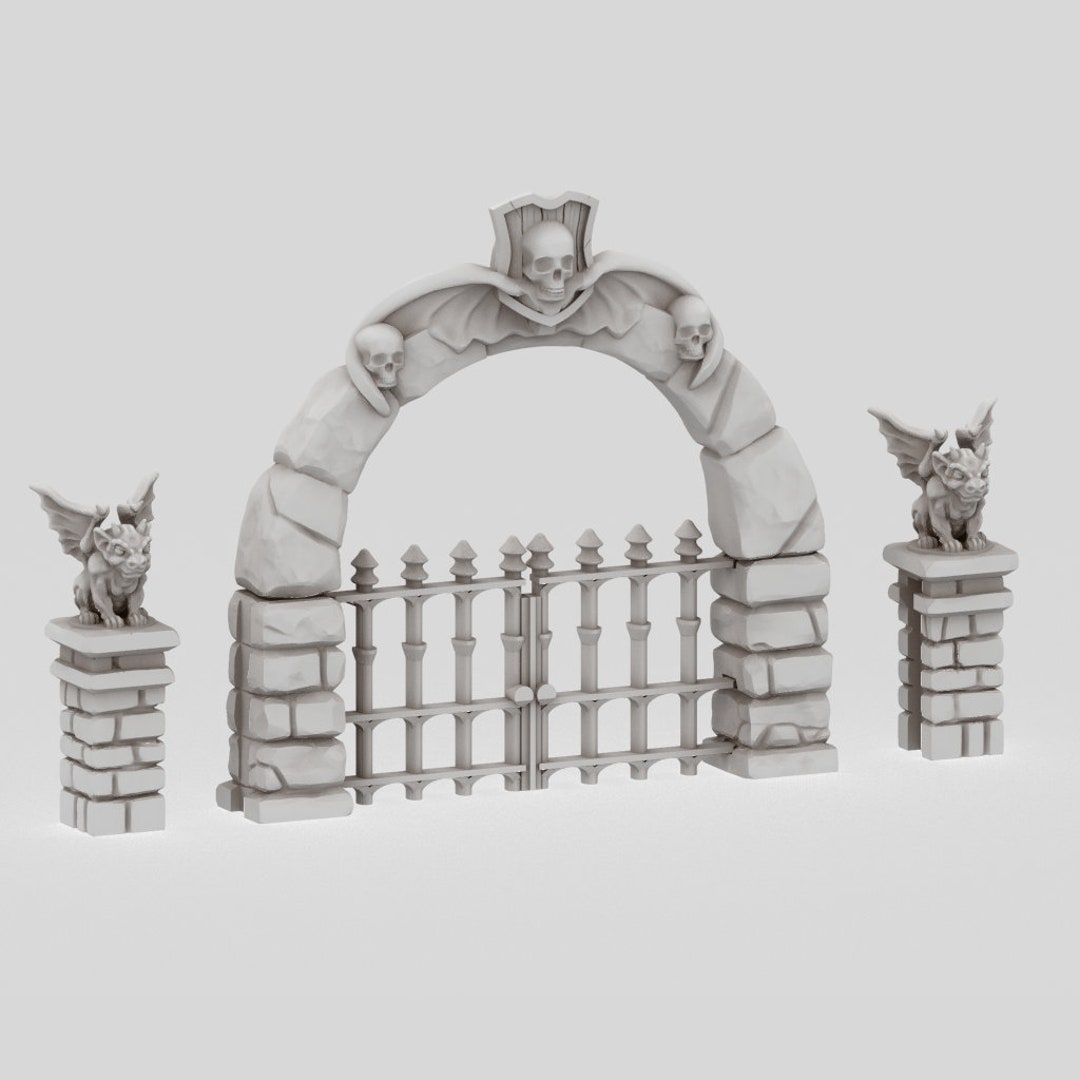 Graveyard Gate/stone Wall Set the Frost Ideal for Dungeons and Dragons ...